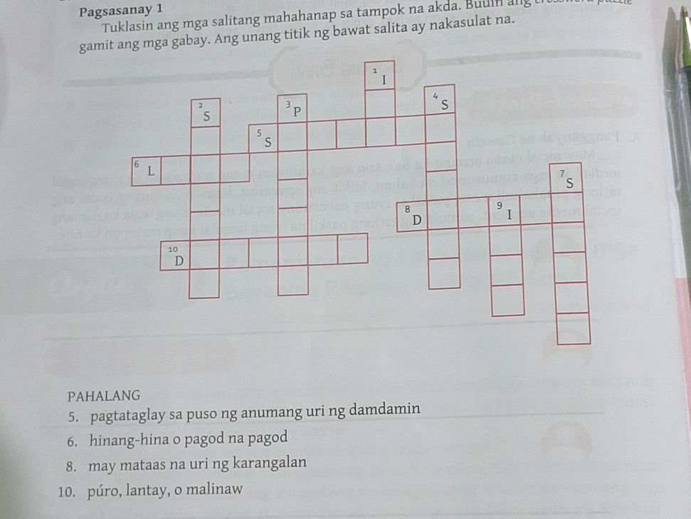 Pagsasanay 1 Tuklasin ang mga salitang | StudyX