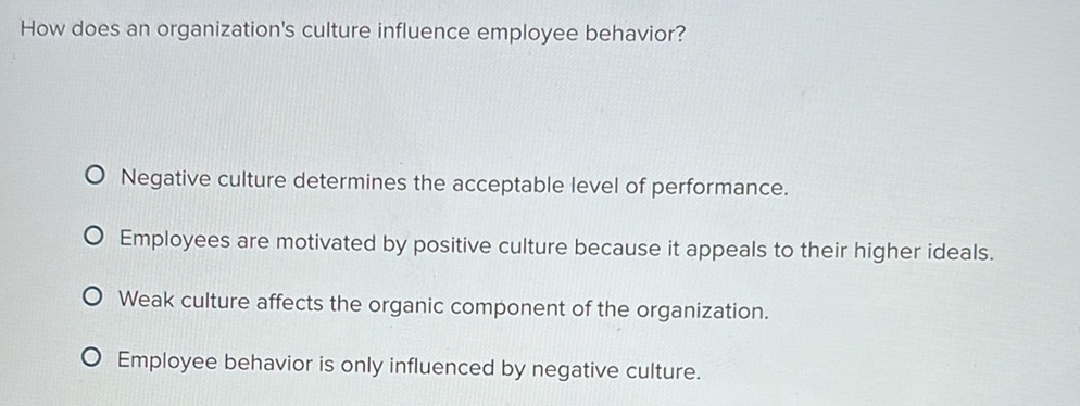 How does an organization's culture influence | StudyX