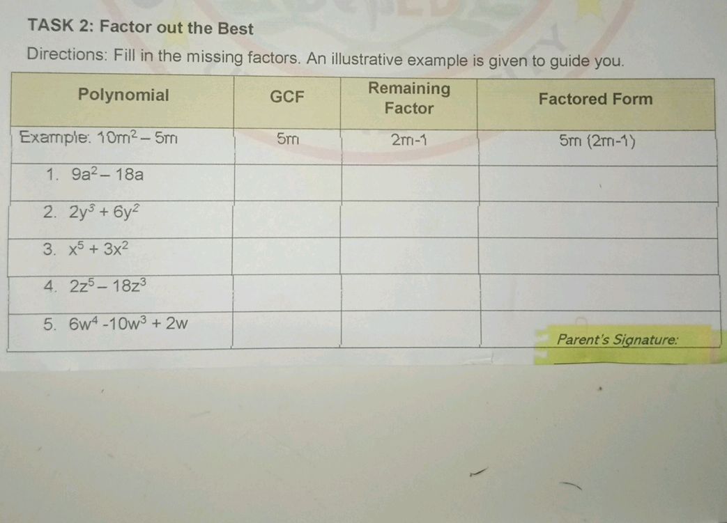 TASK 2: Factor out the Best Directions: Fill | StudyX