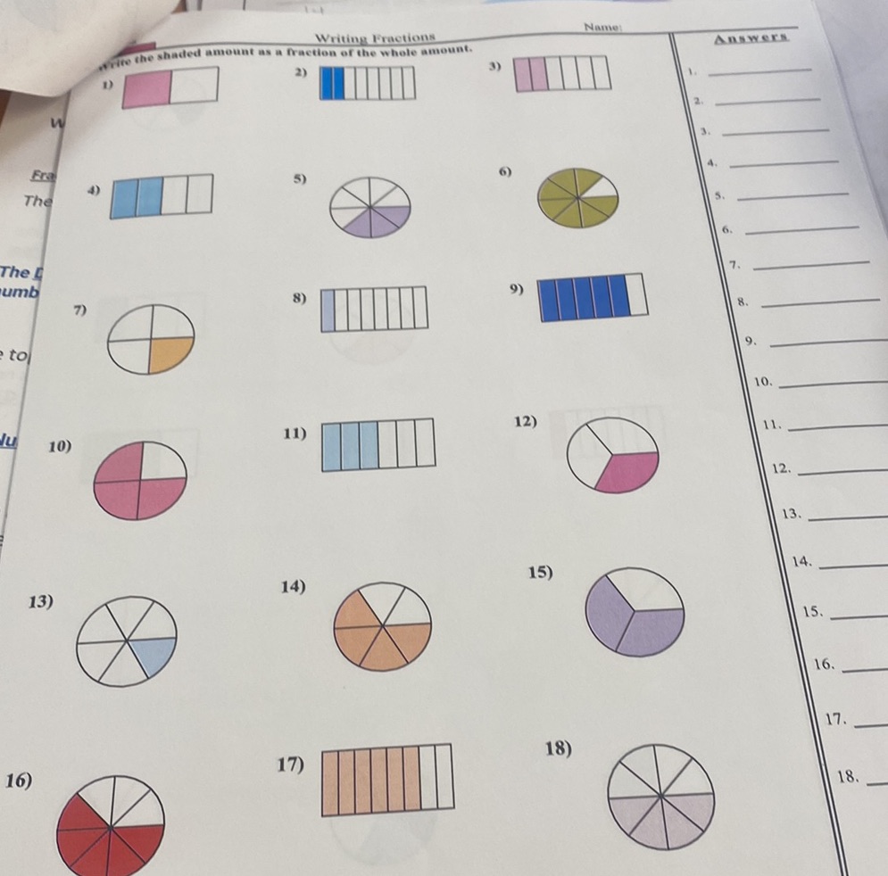 Write the shaded amount as a fraction of the | StudyX