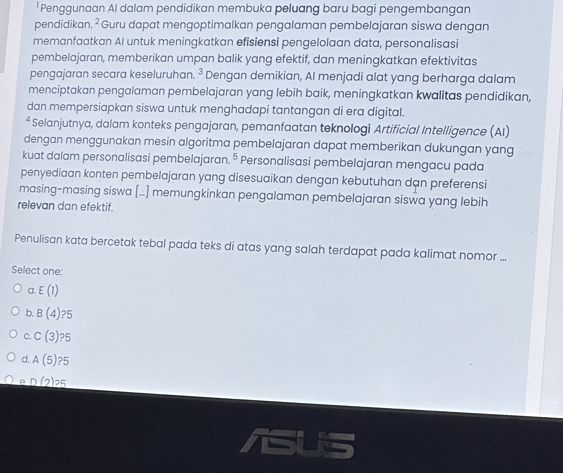 Penulisan kata bercetak tebal pada teks di | StudyX