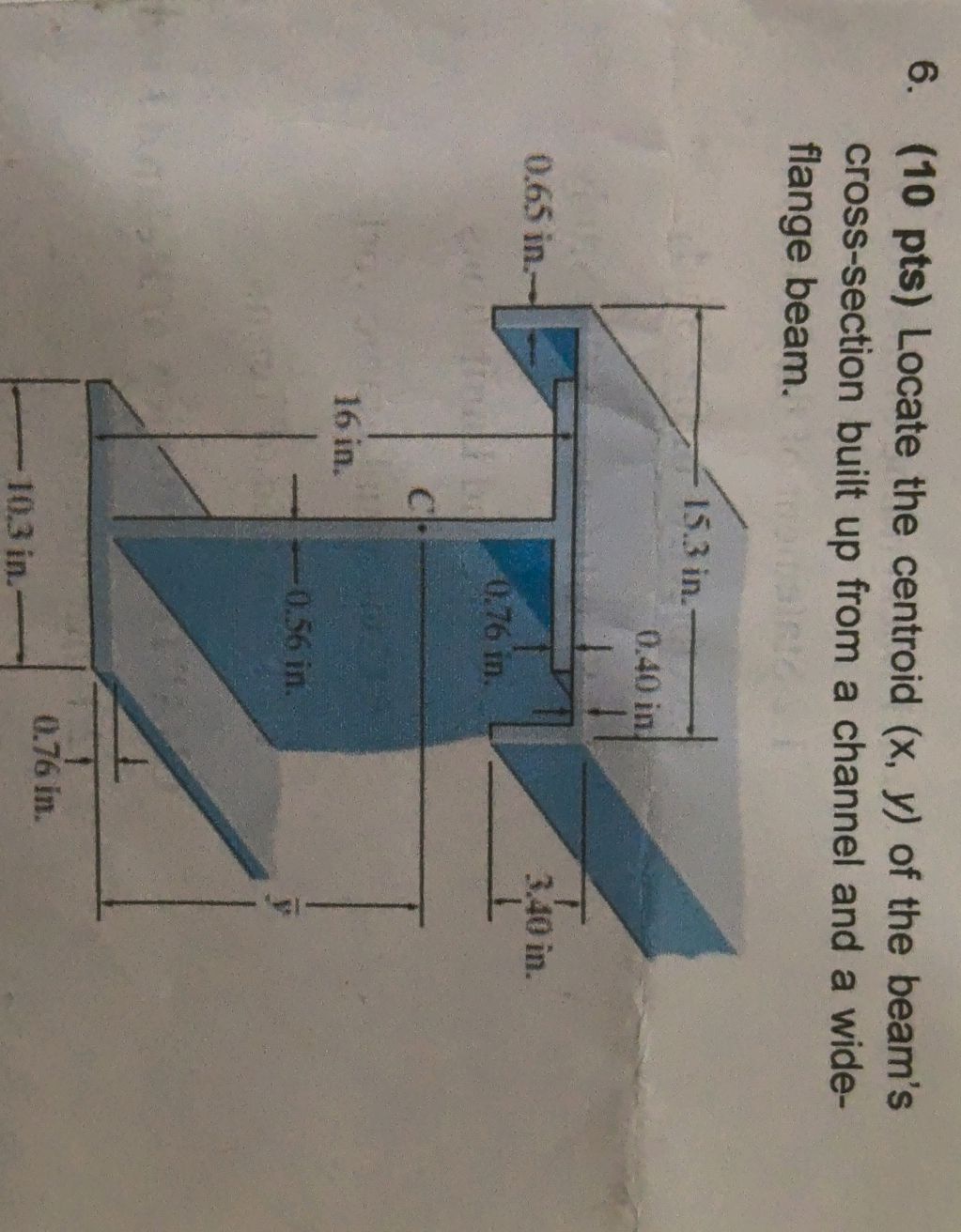 6. (10 pts) Locate the centroid (x, y) of | StudyX