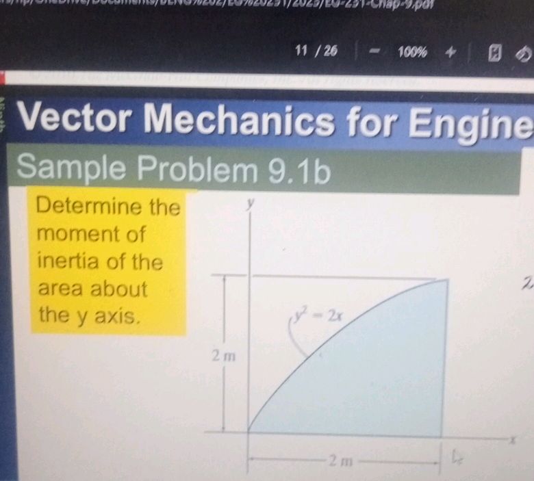 Determine the moment of inertia of the area | StudyX
