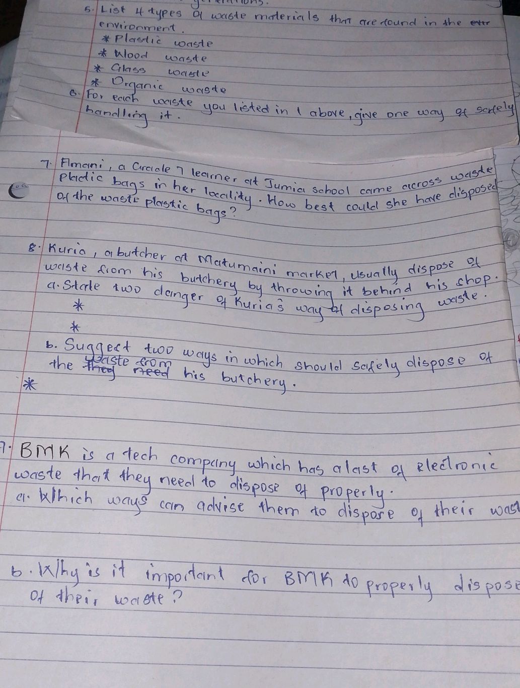 5. List 4 types of waste materials that are | StudyX