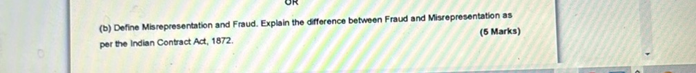 (b) Define Misrepresentation and Fraud. | StudyX
