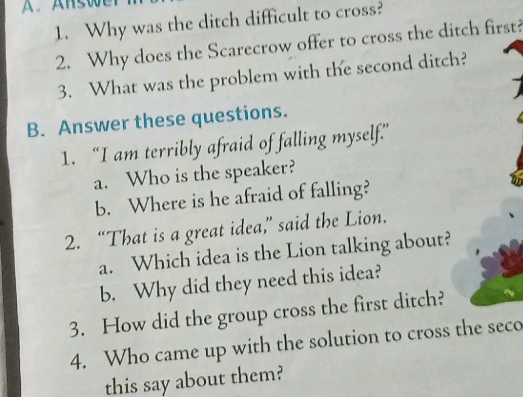 A. 1. Why was the ditch difficult to cross?