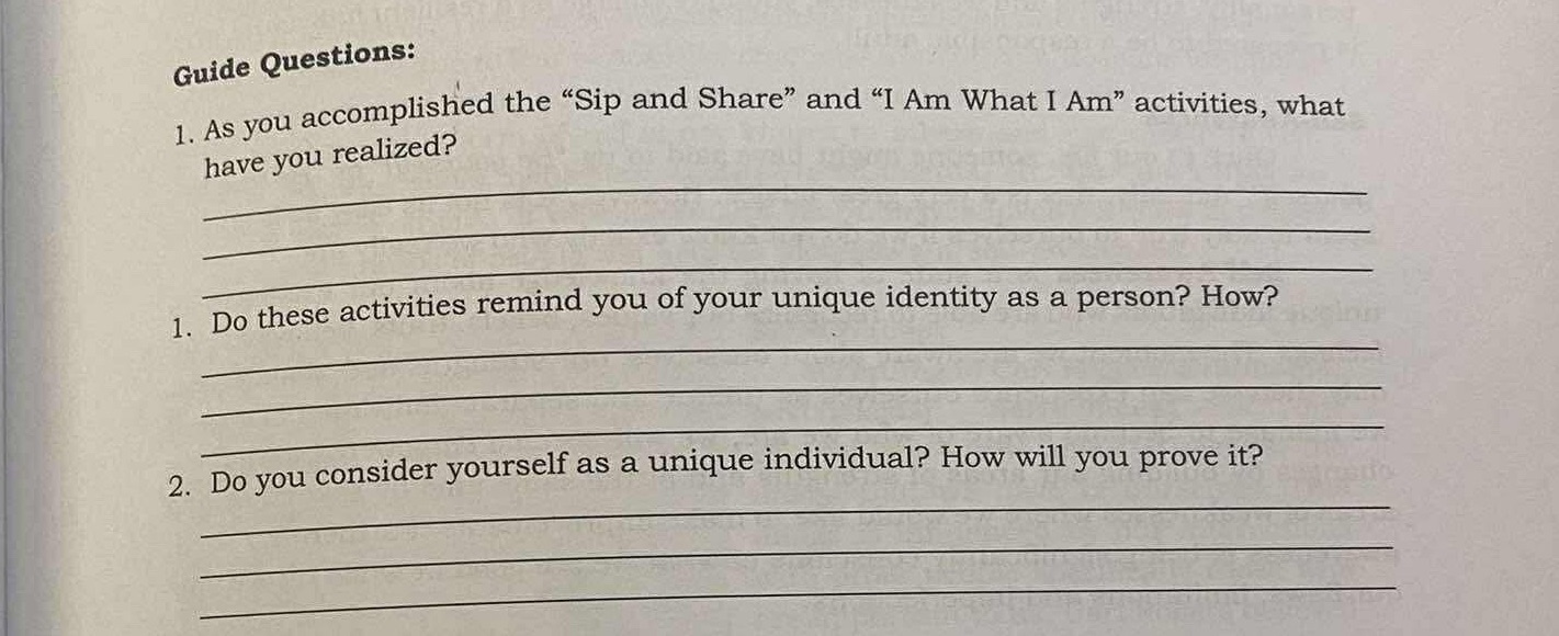 Guide Questions: 1. As you accomplished the | StudyX