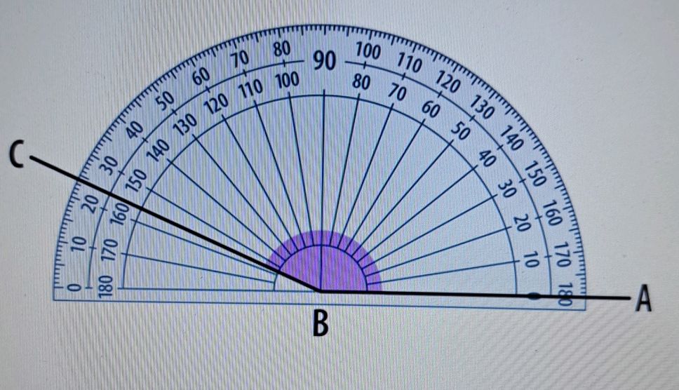 The image shows an angle ABC measured using | StudyX