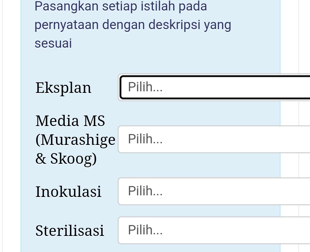 Pasangkan setiap istilah pada pernyataan | StudyX