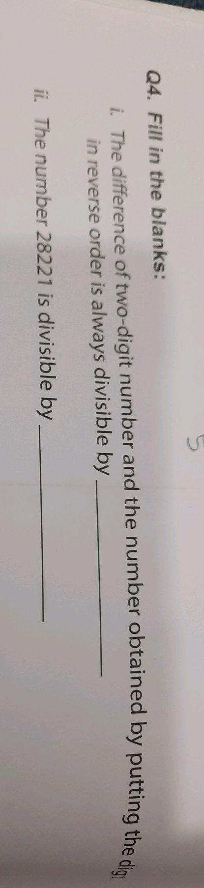 Q4. Fill in the blanks: i. The difference | StudyX