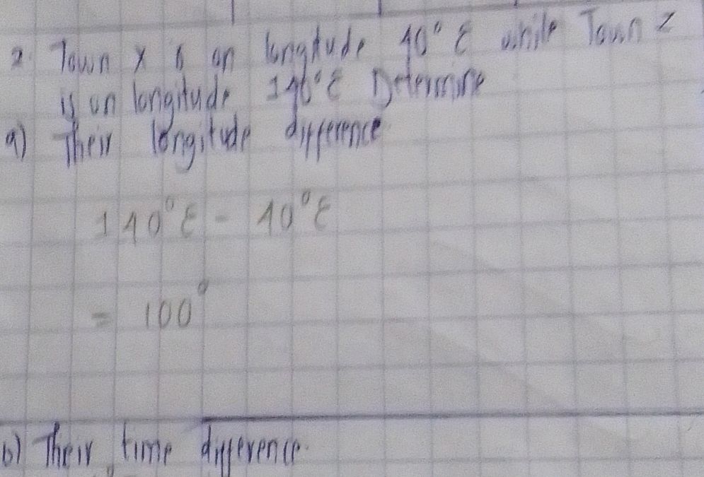 2. Town X is on longitude 40° E while Town Z | StudyX