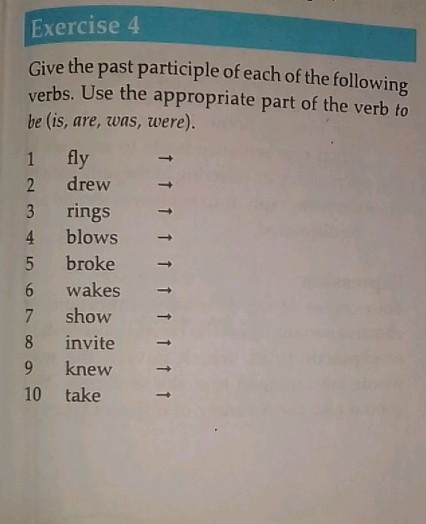 Give the past participle of each of the | StudyX