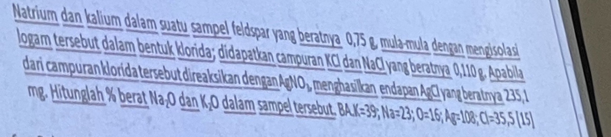 Natrium dan kalium dalam suatu sampel | StudyX