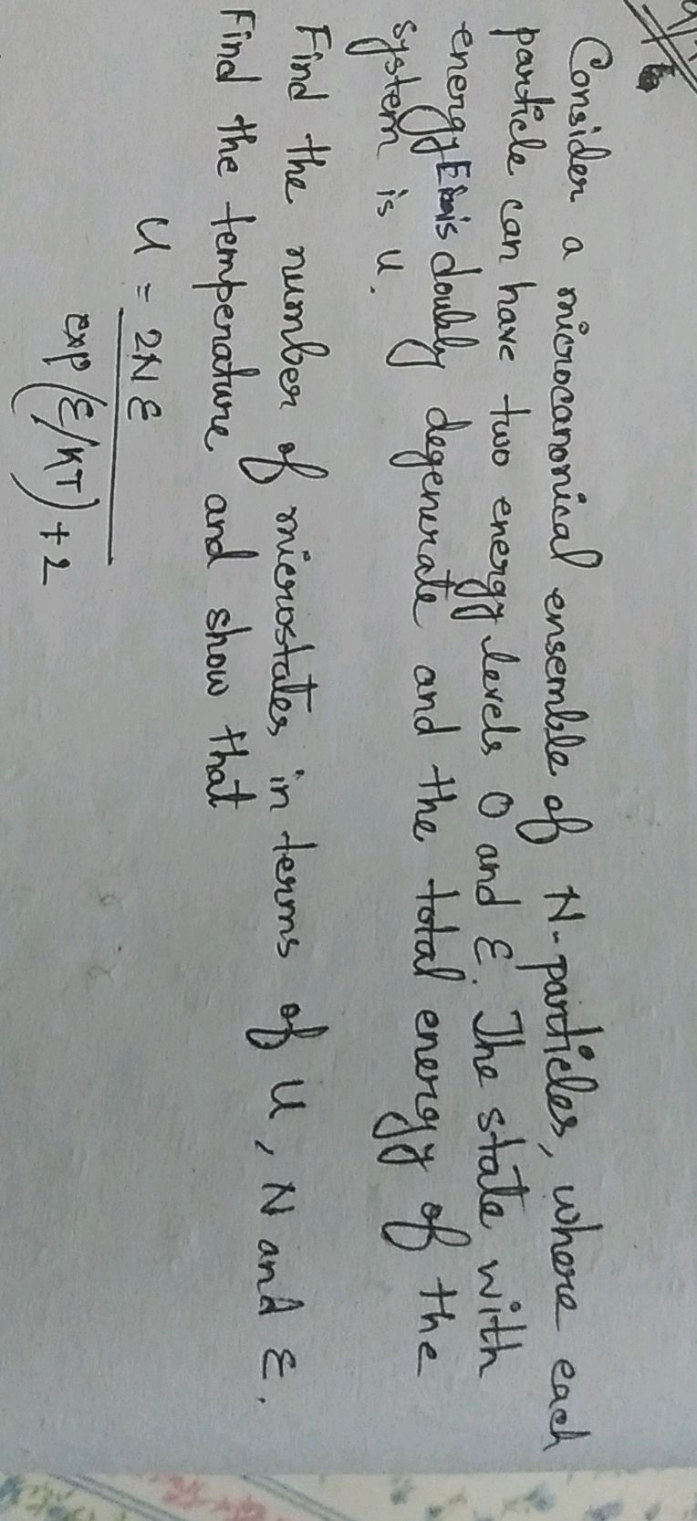 Consider a microcanonical ensemble of | StudyX