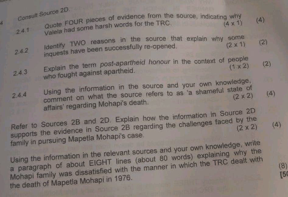 2.4.1 Quote FOUR pieces of evidence from the | StudyX