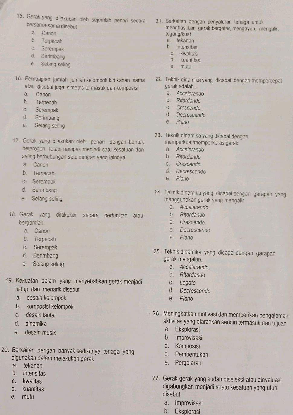 15. Gerak yang dilakukan oleh sejumlah | StudyX