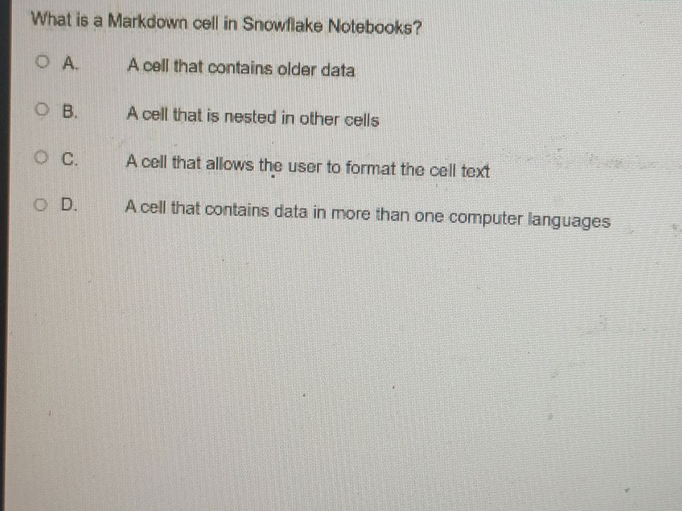 What is a Markdown cell in Snowflake