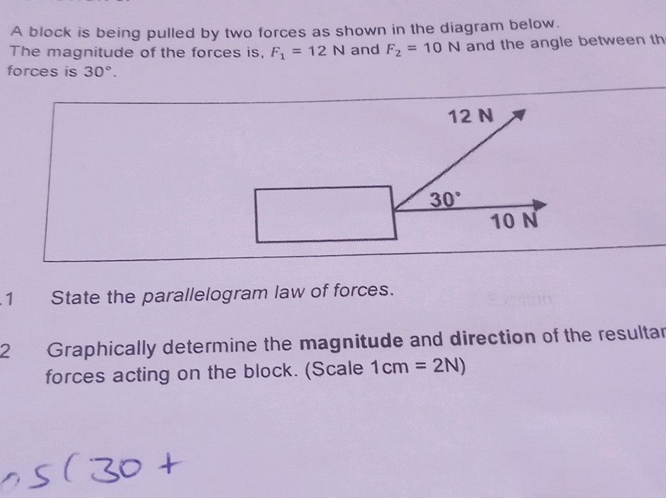 A block is being pulled by two forces as | StudyX