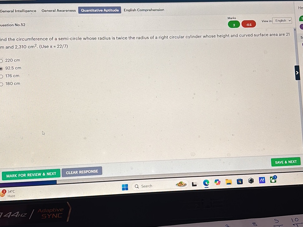 Find the circumference of a semi-circle | StudyX