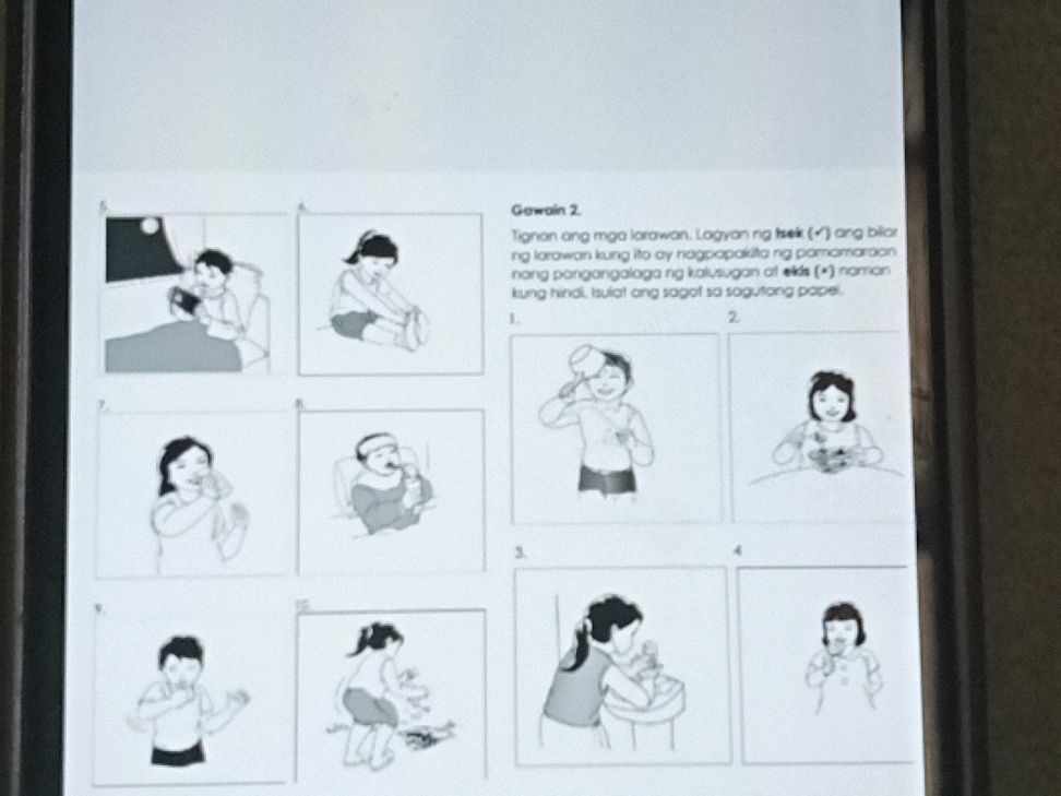Gawain 2. Tignan ang mga larawan. Lagyan ng