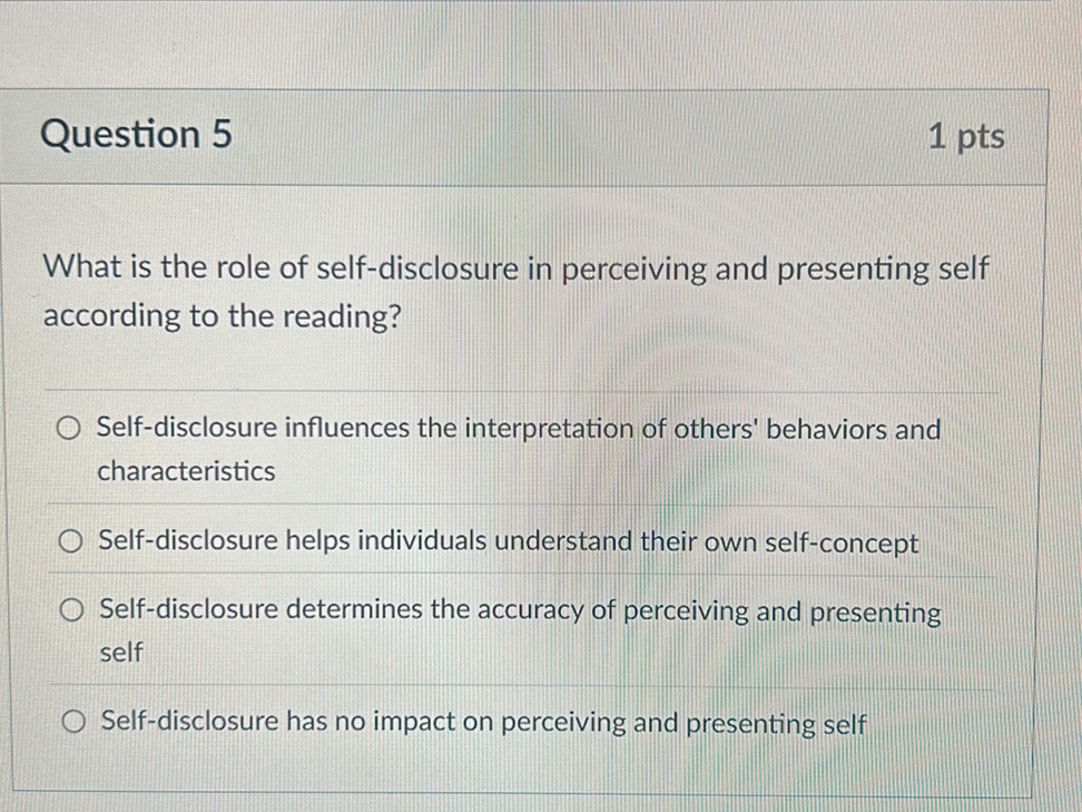 What is the role of self-disclosure in | StudyX