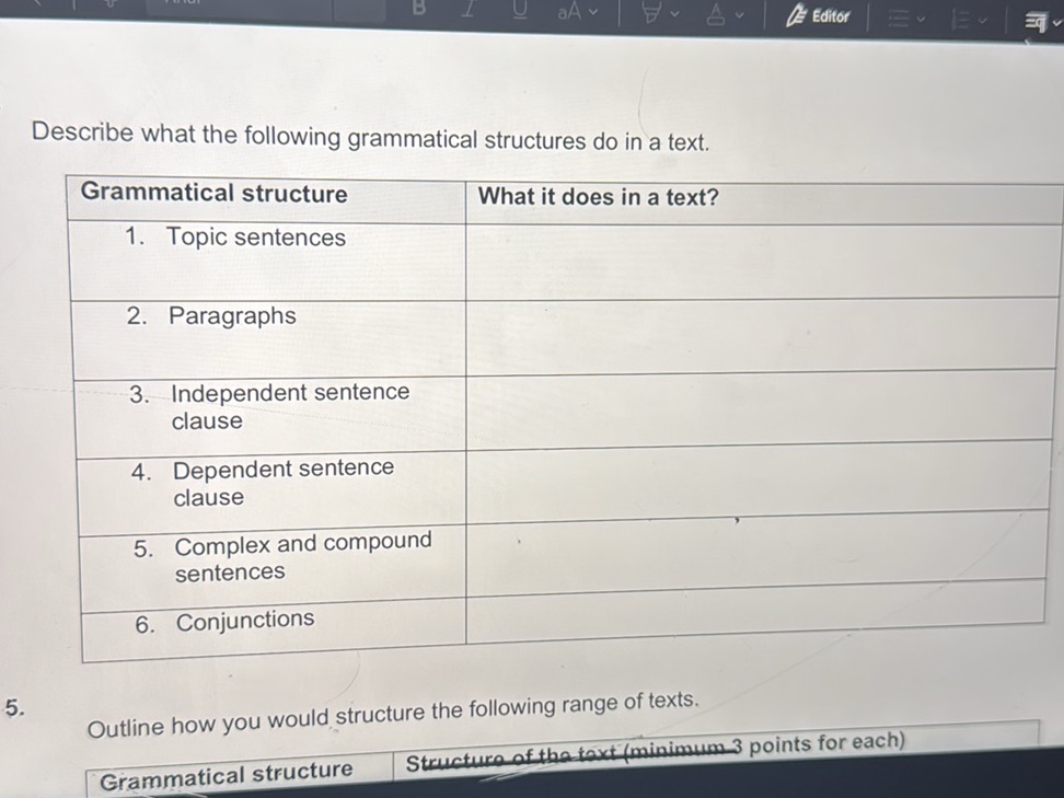 Describe what the following grammatical | StudyX
