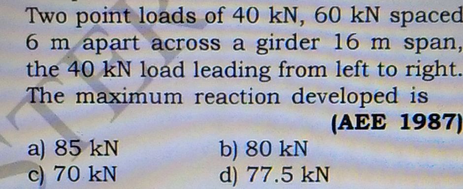 Two point loads of 40 kN, 60 kN spaced 6 m | StudyX