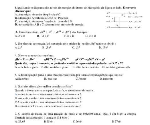 1. Analisando o diagrama dos níveis de | StudyX