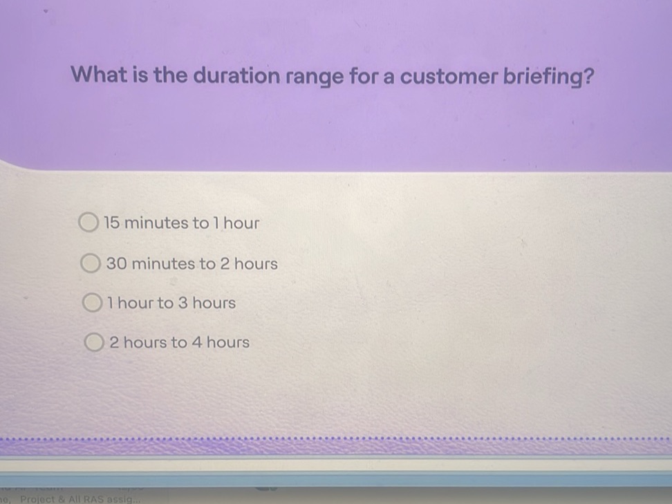 What is the duration range for a customer | StudyX