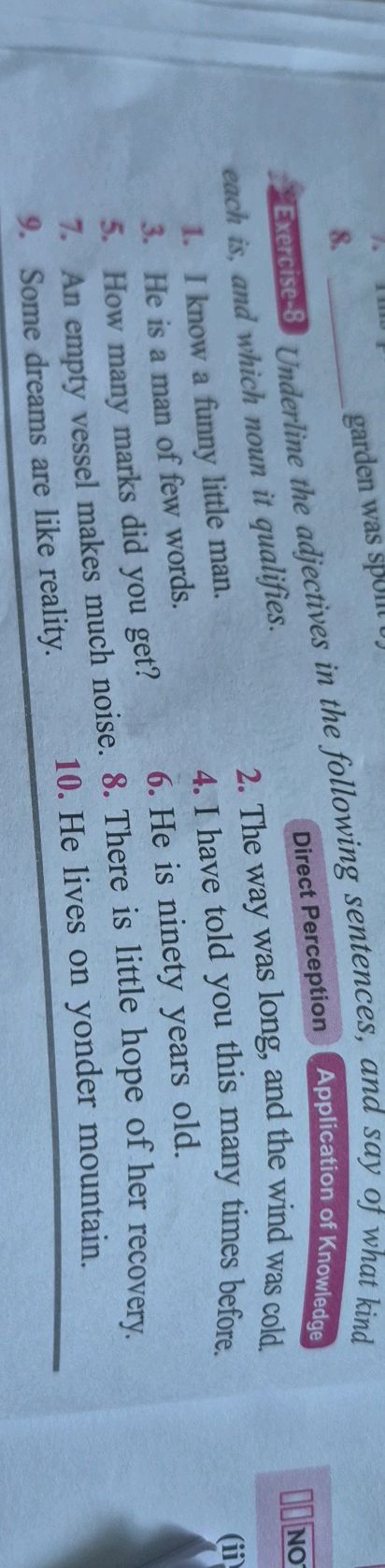 Exercise-8 Underline the adjectives in the | StudyX