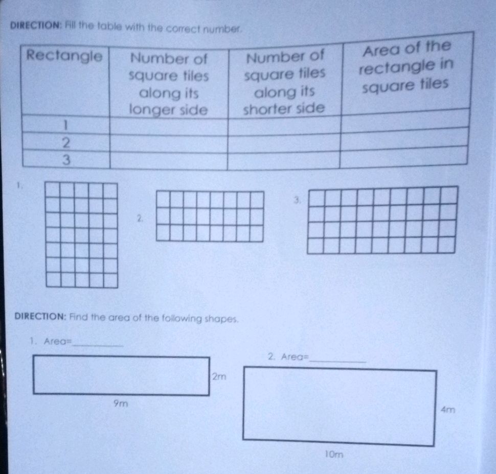 DIRECTION: Fill the table with the correct | StudyX