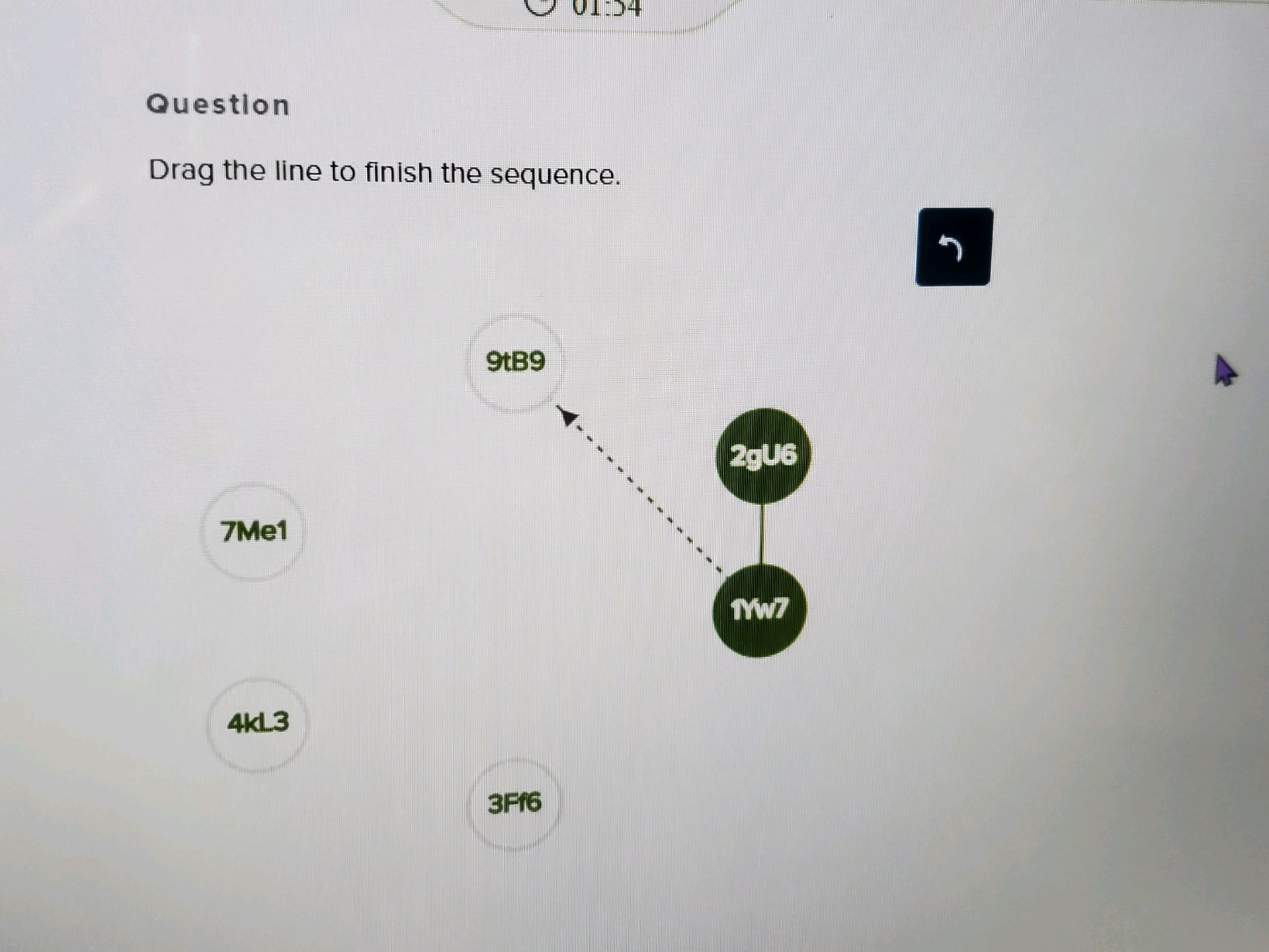 Drag the line to finish the sequence. 9tB9