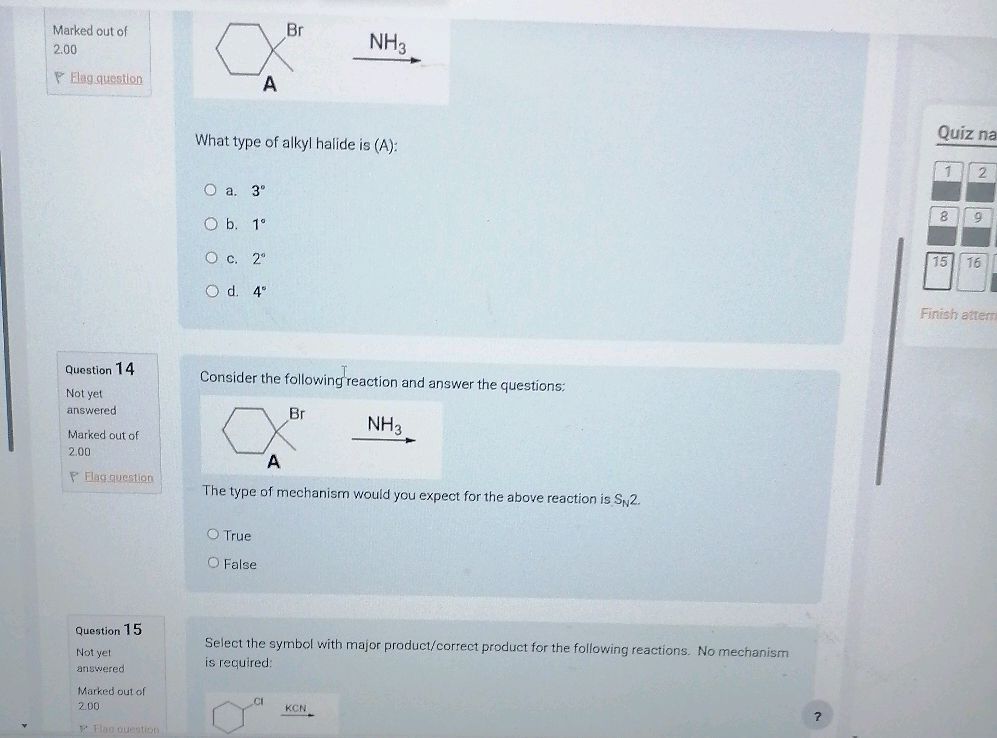 What type of alkyl halide is (A): a. 3° b.