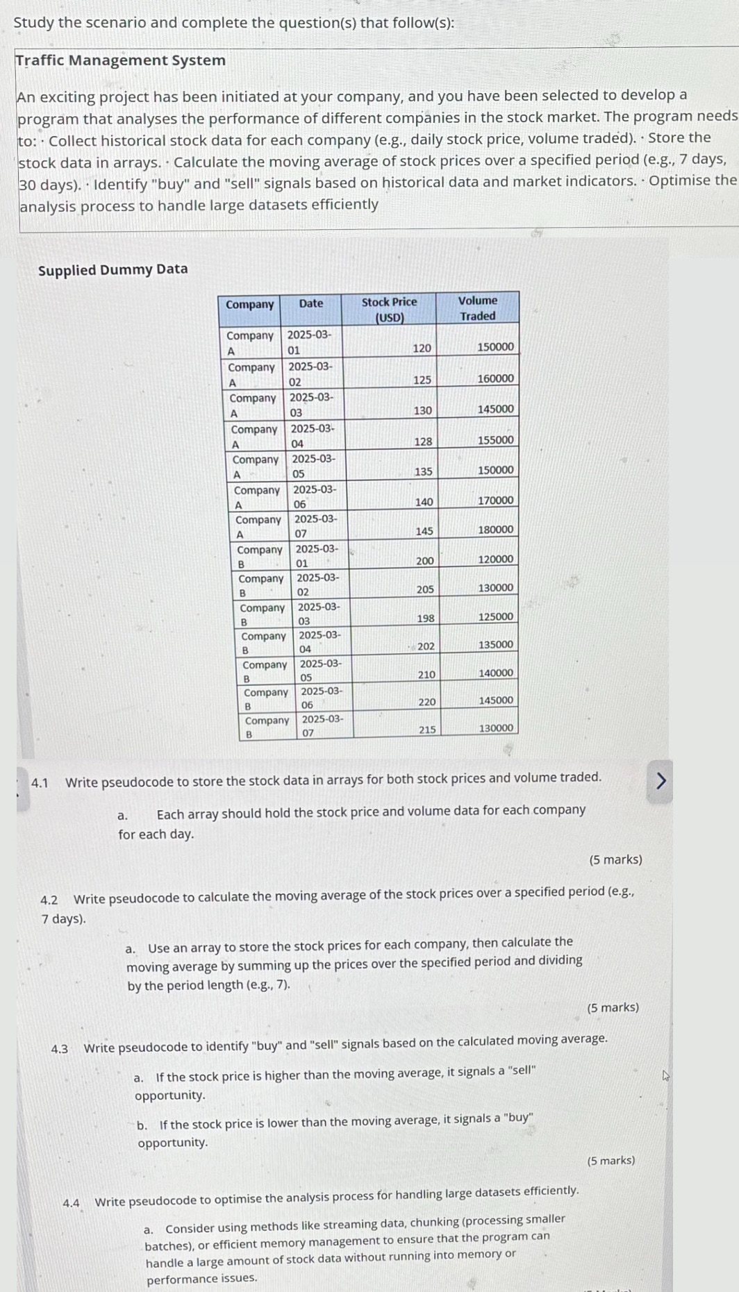 Study the scenario and complete the | StudyX