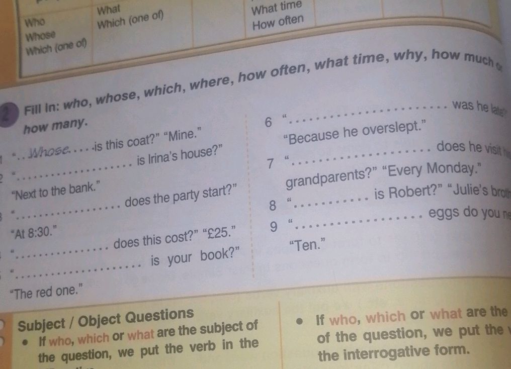 Fill in: who, whose, which, where, how | StudyX