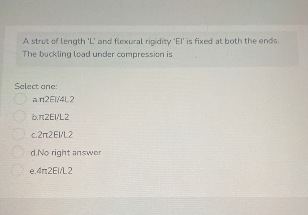 A strut of length 'L' and flexural rigidity | StudyX