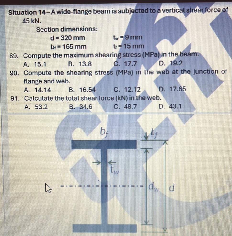 Situation 14 - A wide-flange beam is | StudyX