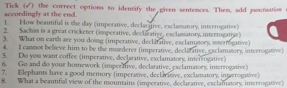 Tick ( ) the correct options to identify the | StudyX