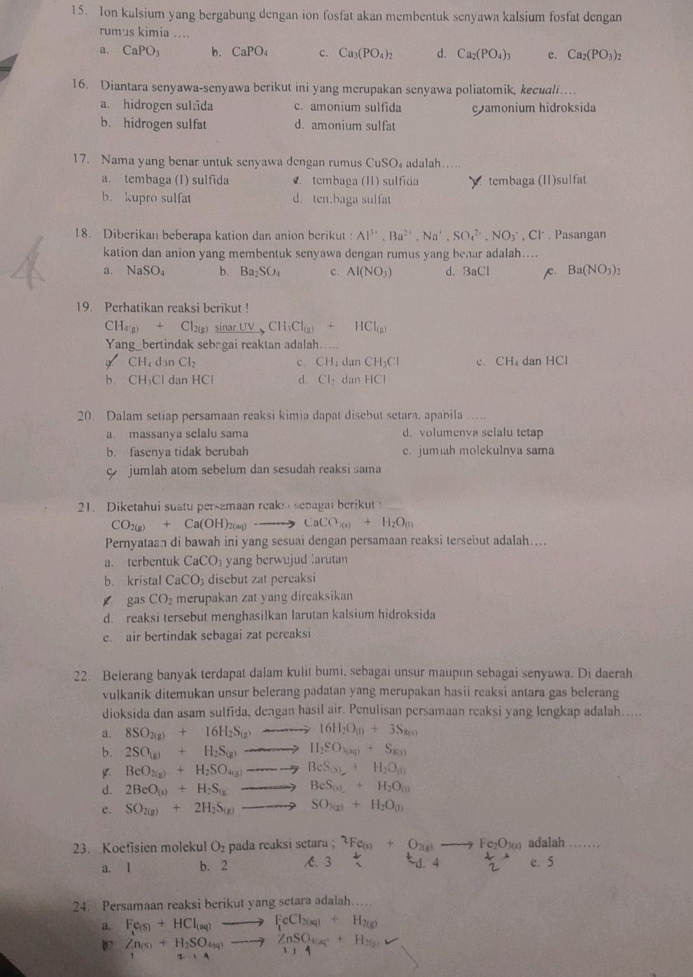 15. Ion kalsium yang bergabung dengan ion | StudyX