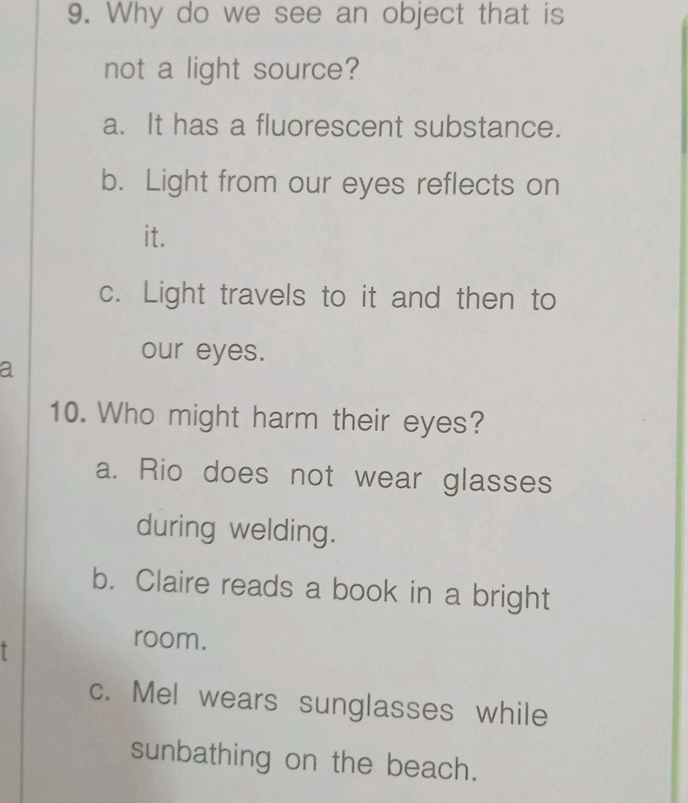 9. Why do we see an object that is not a | StudyX