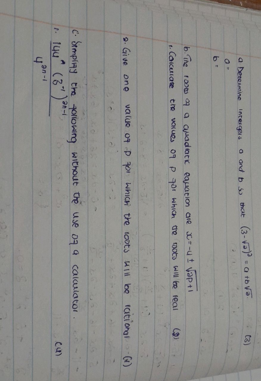 a. Determine integers a and b so that $(3- | StudyX