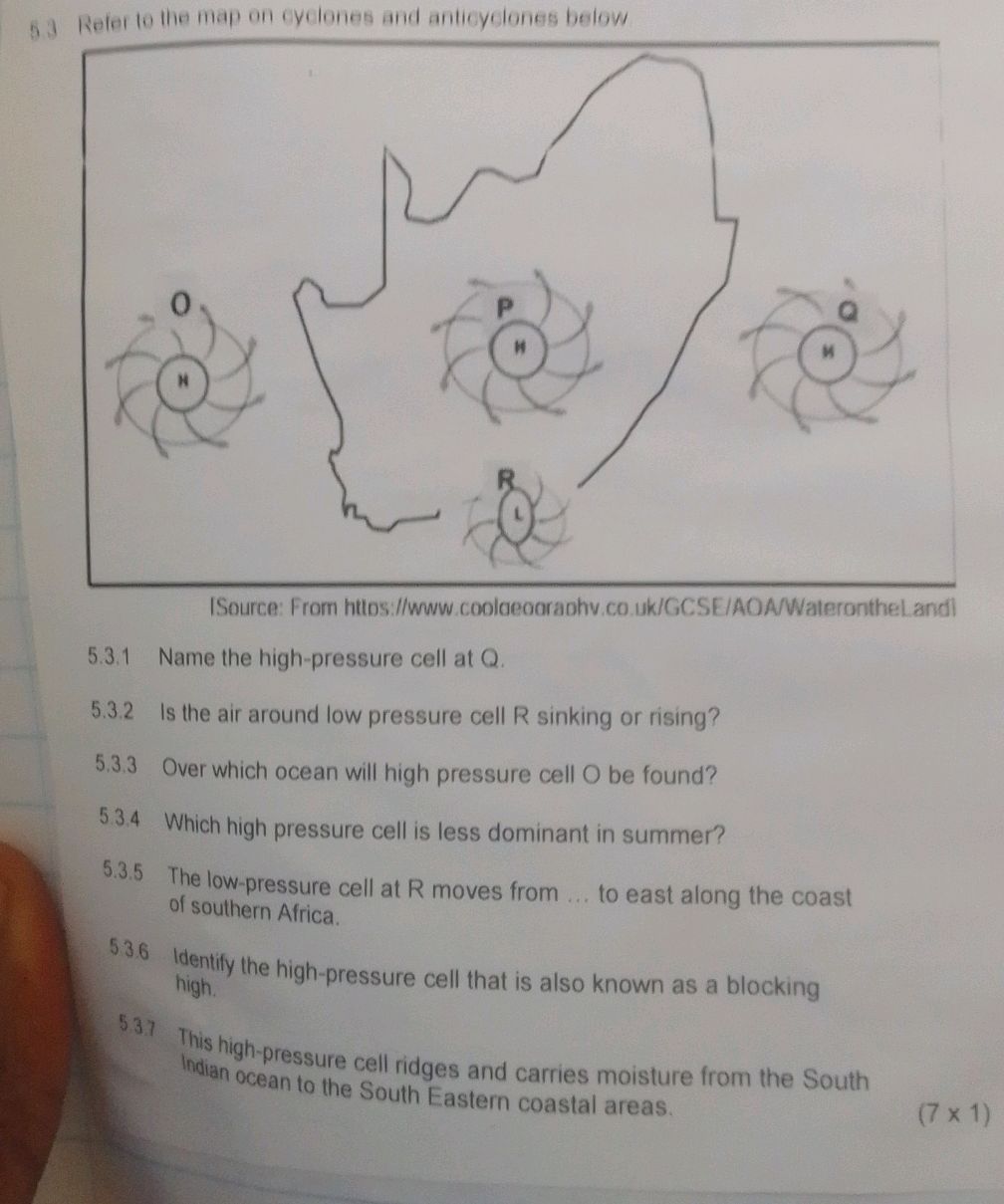5.3 Refer to the map on cyclones and | StudyX