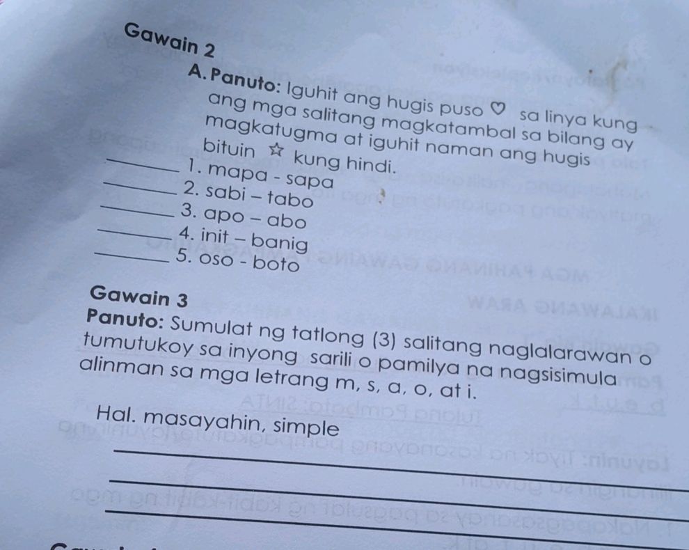 Gawain 2 A. Panuto: Iguhit ang hugis puso | StudyX