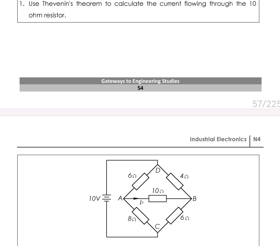 1. Use Thevenin's theorem to calculate the | StudyX