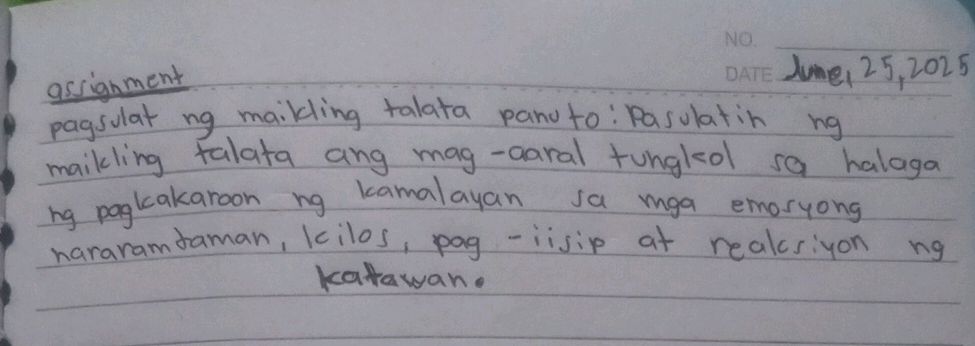 assignment pagsulat ng maikling talata | StudyX