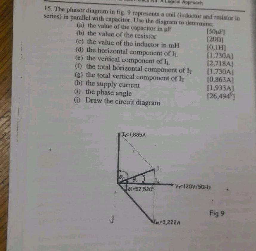 15. The phasor diagram in fig. 9 represents | StudyX