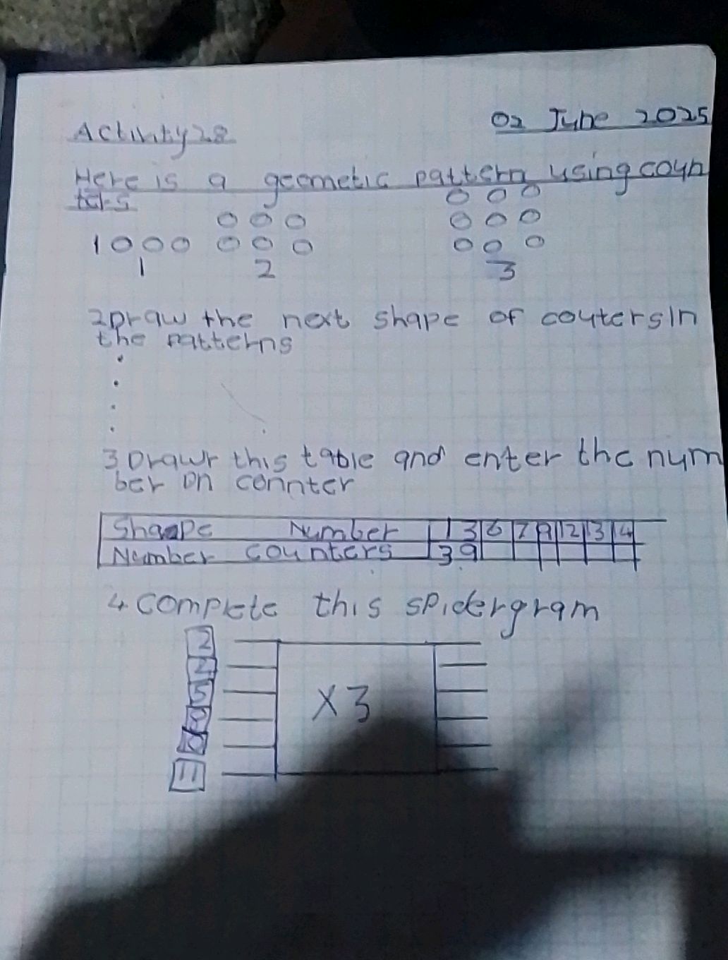Here is a geometric pattern using counters | StudyX