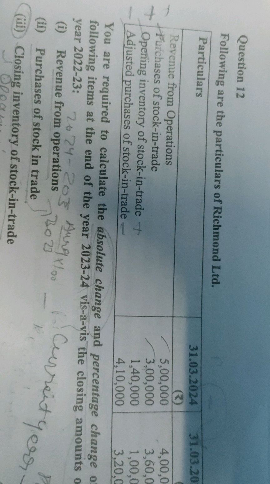 Question 12 Following are the particulars of | StudyX