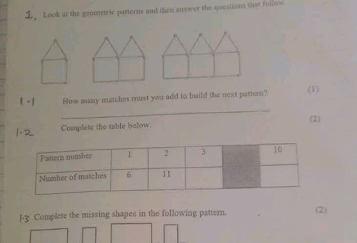 1. Look at the geometric patterns and then | StudyX