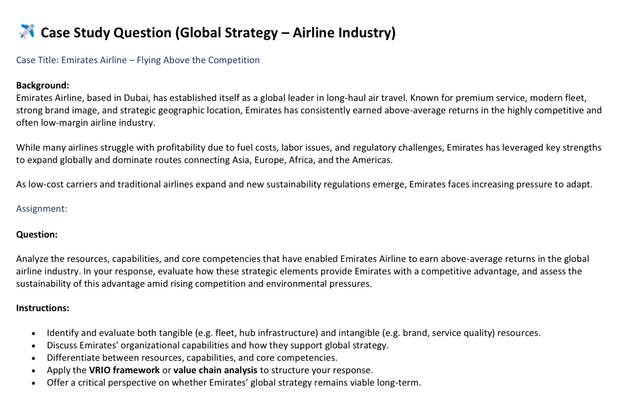 Case Study Question (Global Strategy - | StudyX